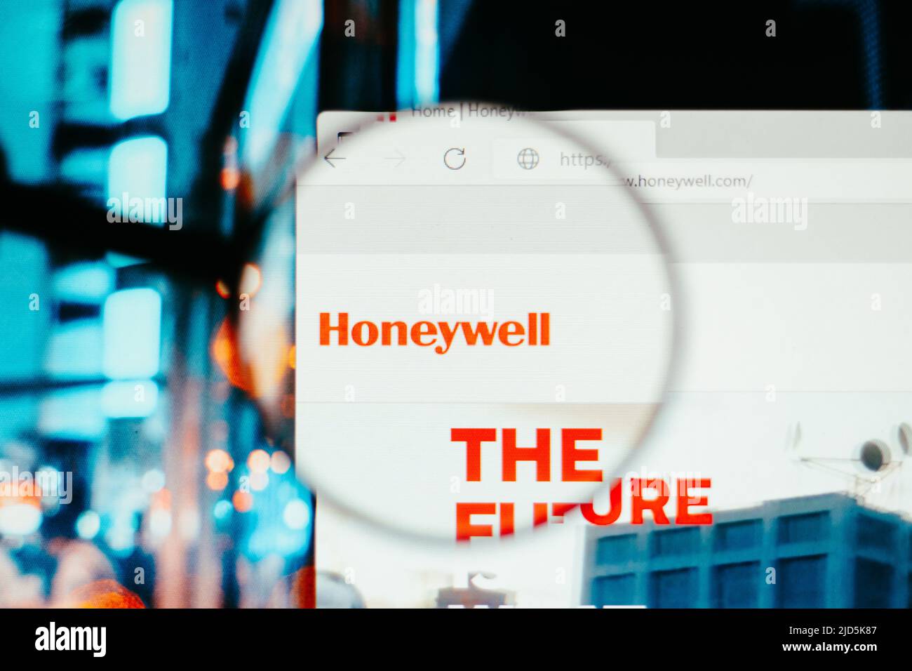 In this photo illustration, the homepage of the Honeywell website seen ...