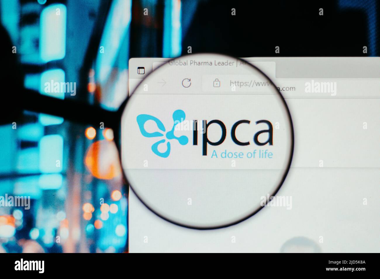 In this photo illustration, the homepage of the Ipca Laboratories ...