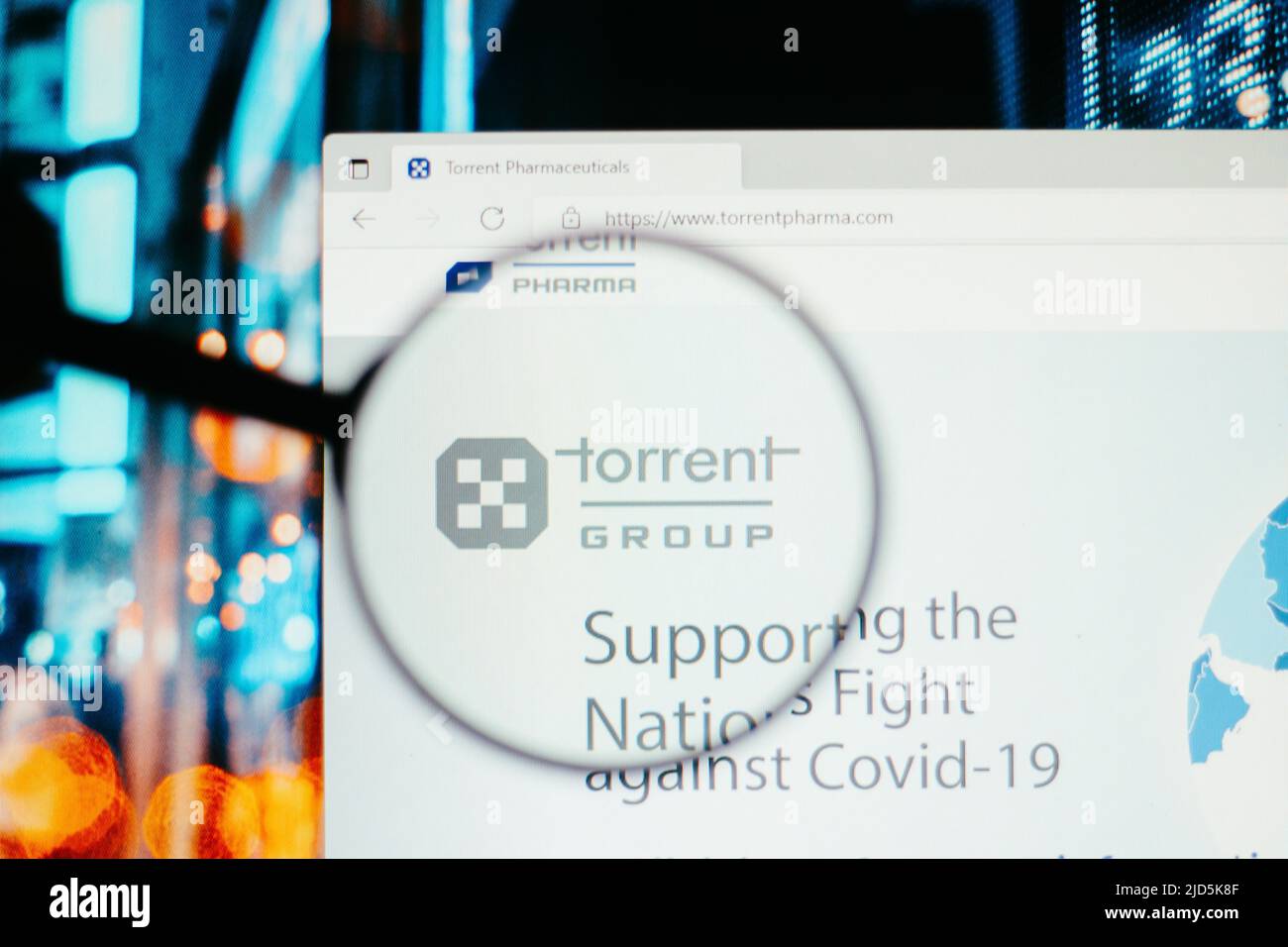 In this photo illustration, the homepage of the Torrent Pharmaceuticals ...