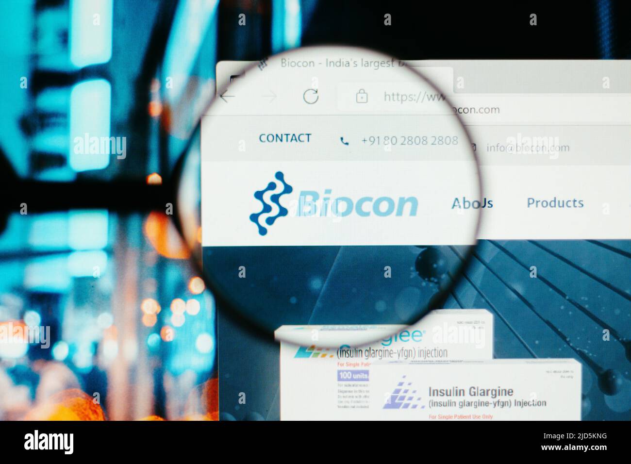 In this photo illustration, the homepage of the Biocon Limited website ...