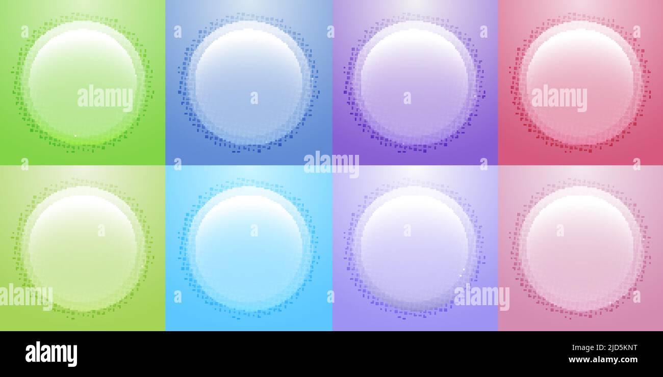 Set of badges circles shiny glass transparency with halftone effect ...