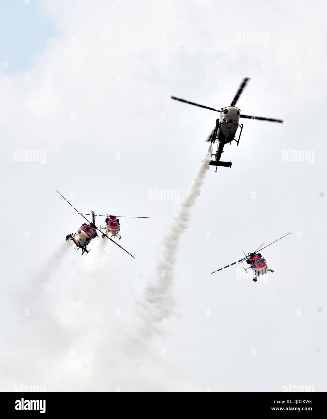 Hyderabad. 18th June, 2022. Helicopters perform during a graduation ...