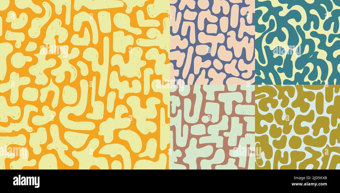 Set of abstract hand drawn organic free forms rounded shapes pattern ...