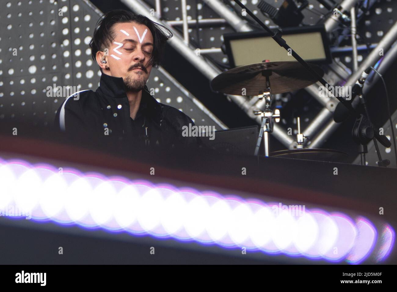 Dario Faini Known as Dardust performs on stage at Primo Maggio concert ...