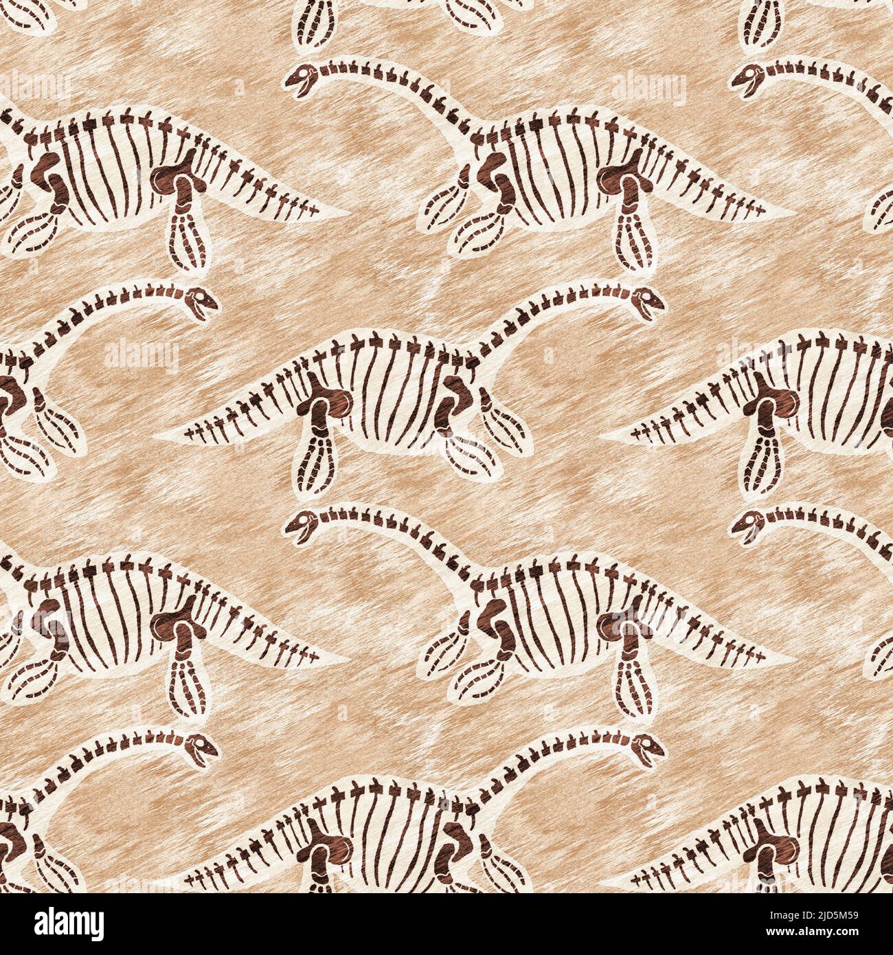 Brown plesiosaur dinosaur fossil bones seamless pattern. Gender Neutral ...