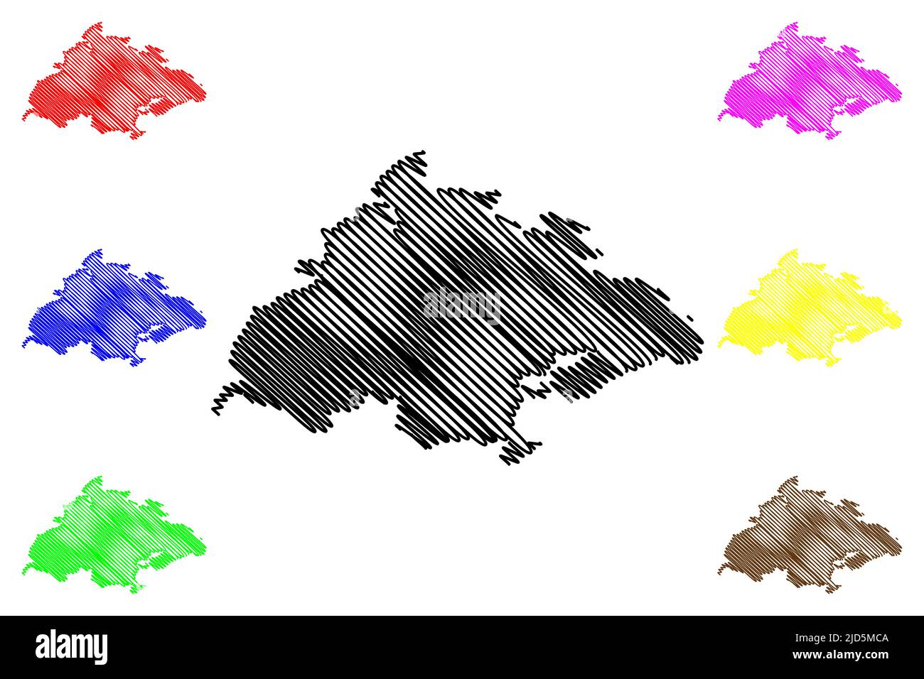 Husoy island (Kingdom of Norway) map vector illustration, scribble ...