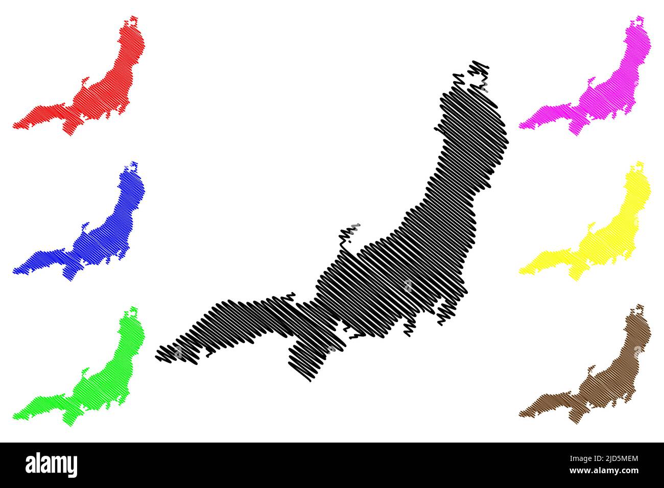 Honshu island (Japan, East Asia, Japanese archipelago) map vector ...