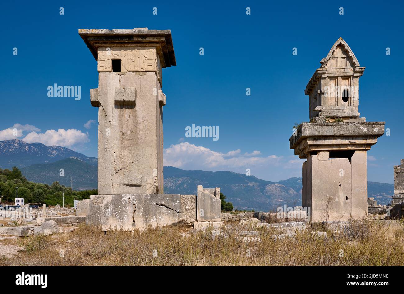 Harpy monument and Lycian tomb in ruins of ancient city Xanthos, Turkey ...