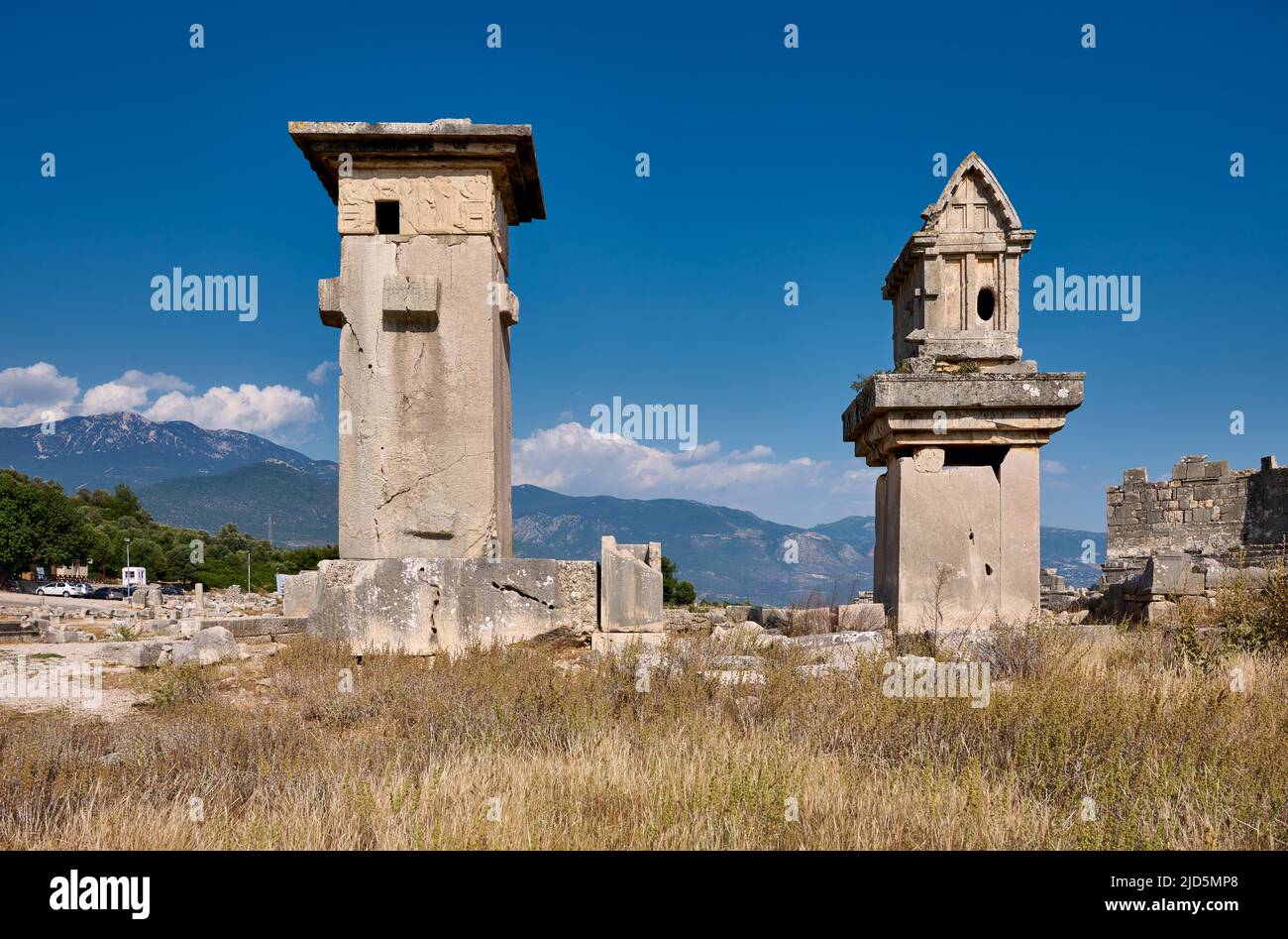 Harpy monument and Lycian tomb in ruins of ancient city Xanthos, Turkey ...