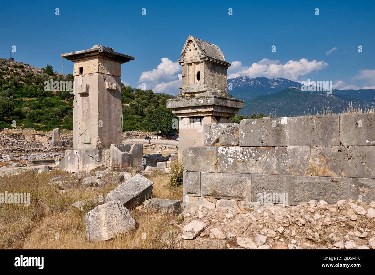 Harpy monument and Lycian tomb in ruins of ancient city Xanthos, Turkey ...