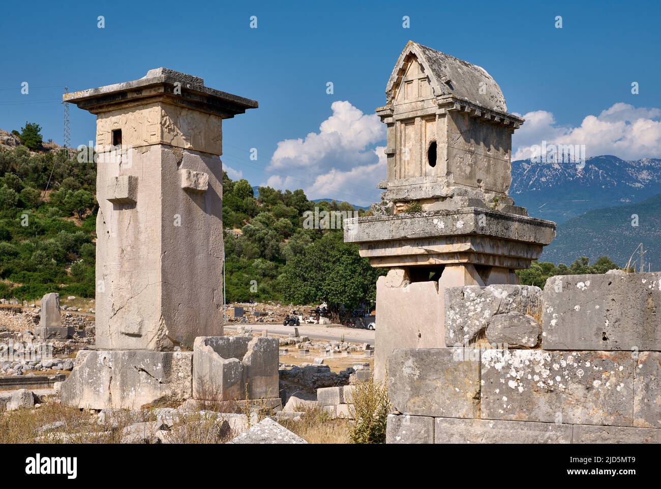 Harpy monument and Lycian tomb in ruins of ancient city Xanthos, Turkey ...