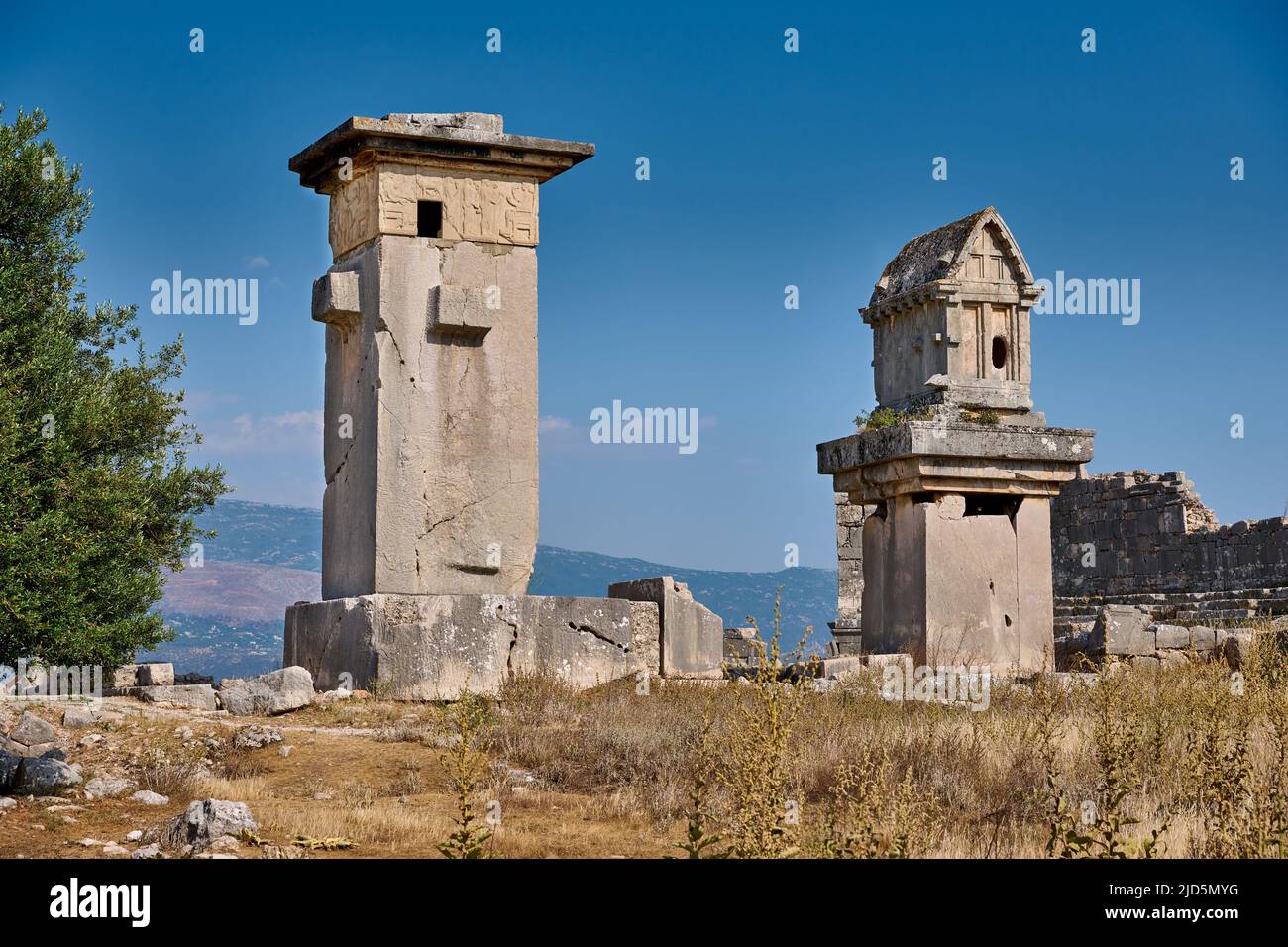 Harpy monument and Lycian tomb in ruins of ancient city Xanthos, Turkey ...