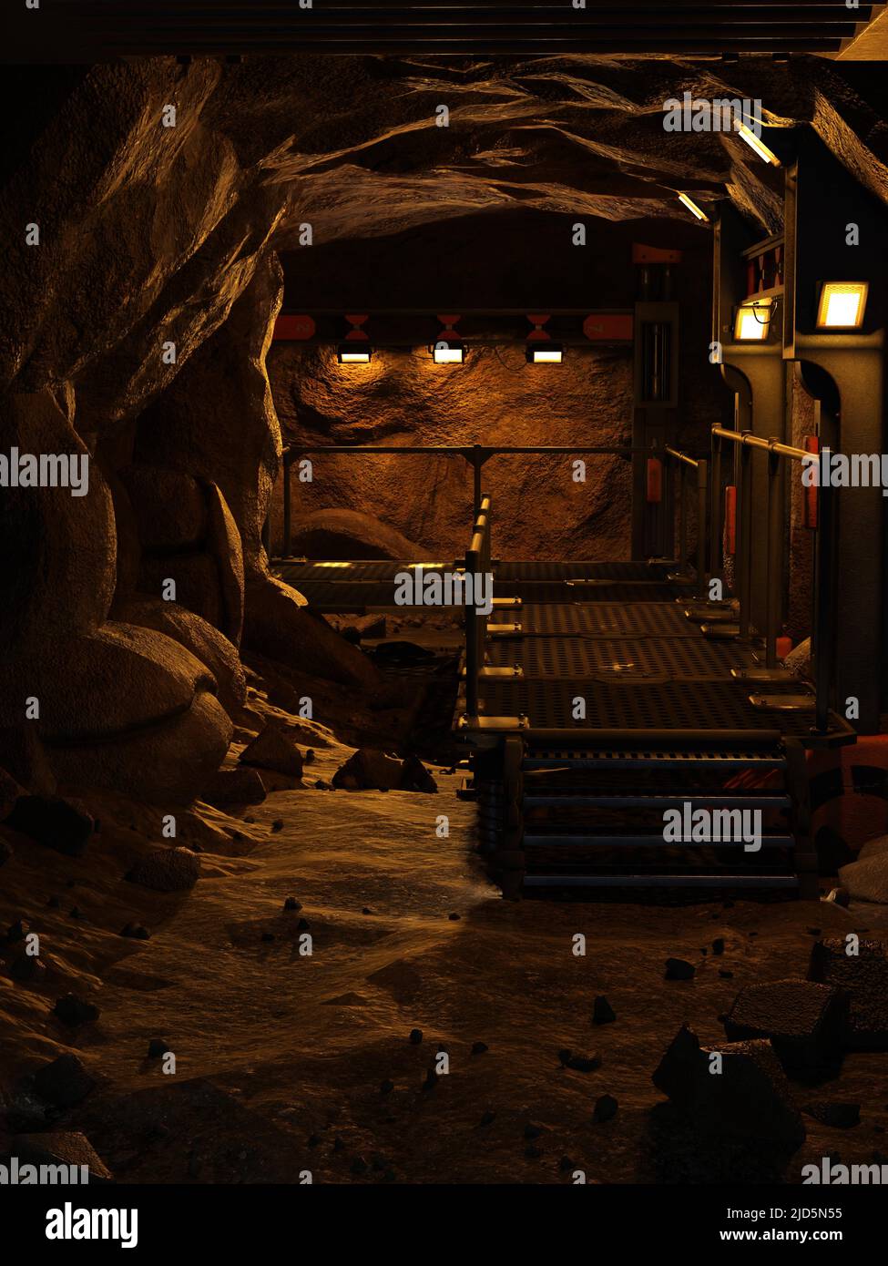 3D-illustration of a mining tunnel on an asteroid Stock Photo - Alamy