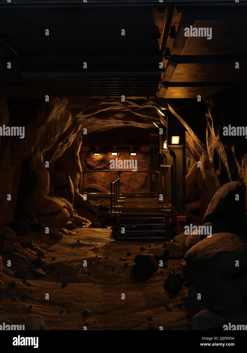 3D-illustration of a mining tunnel on an asteroid Stock Photo - Alamy