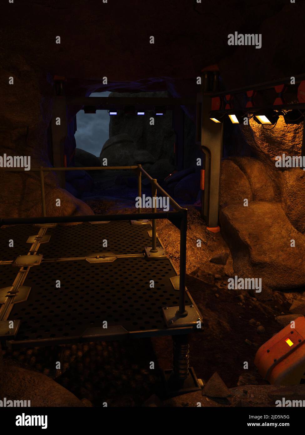 3D-illustration of a mining tunnel on an asteroid Stock Photo - Alamy