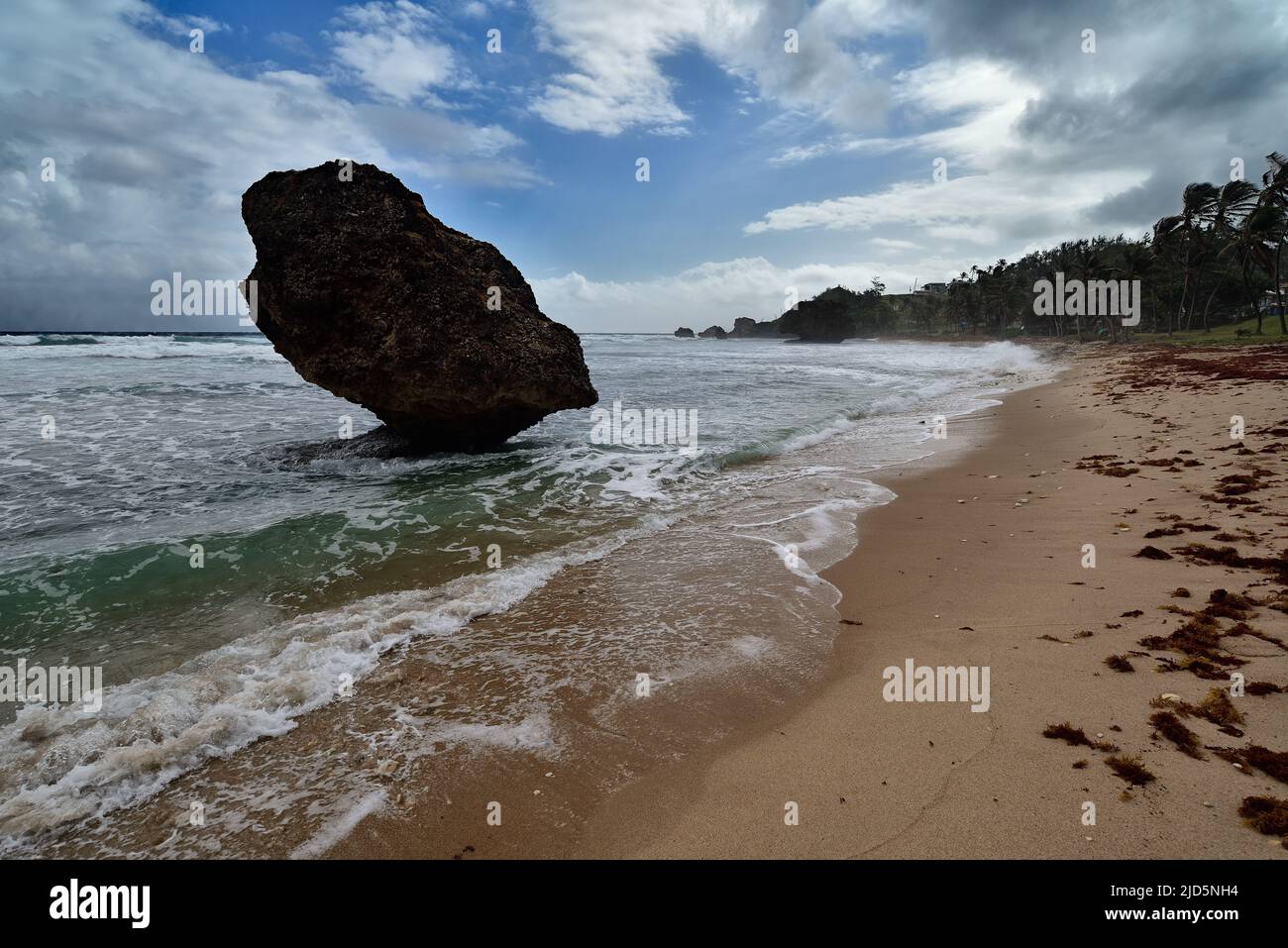 The rocks formation on the beach of Bathsheba, East coast of island ...