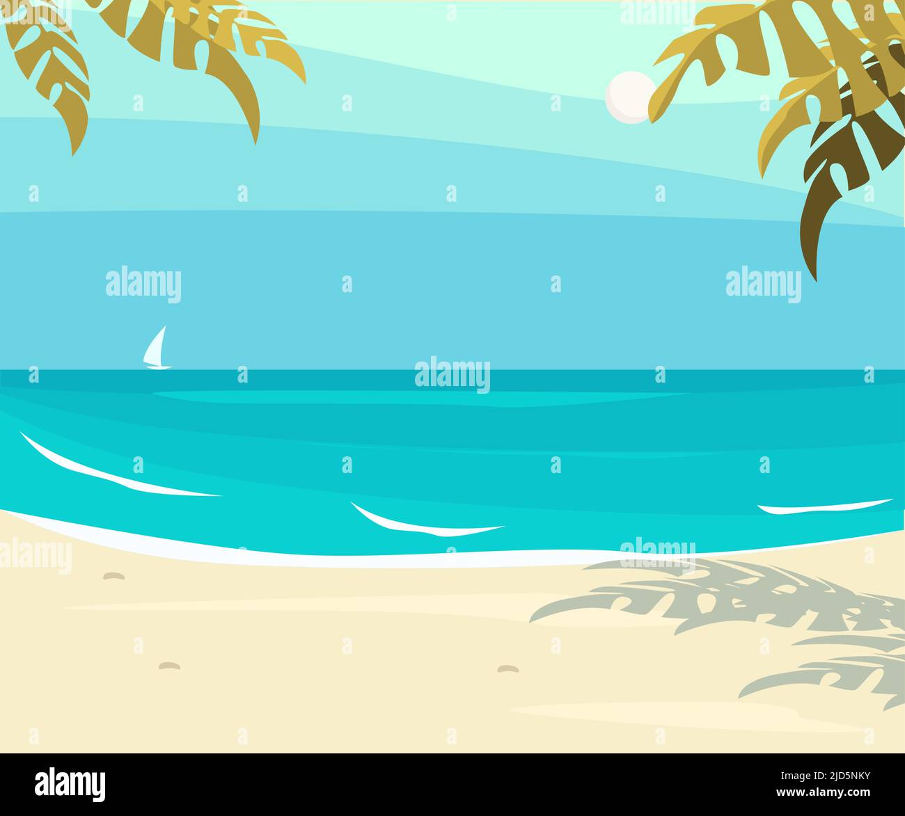 Horizontal banner of abstract seascape with palm tree Stock Vector ...