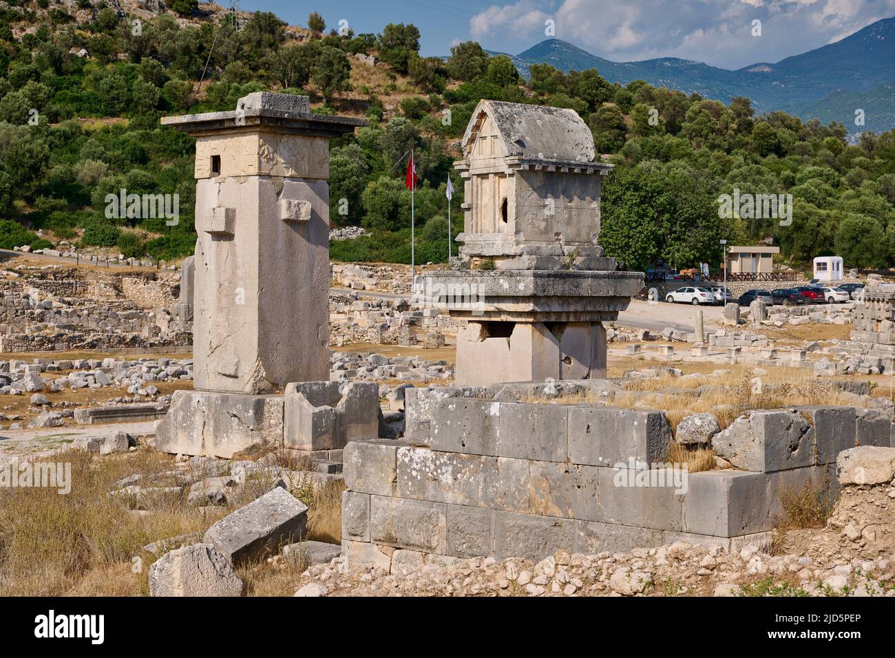 Harpy monument and Lycian tomb in ruins of ancient city Xanthos, Turkey ...
