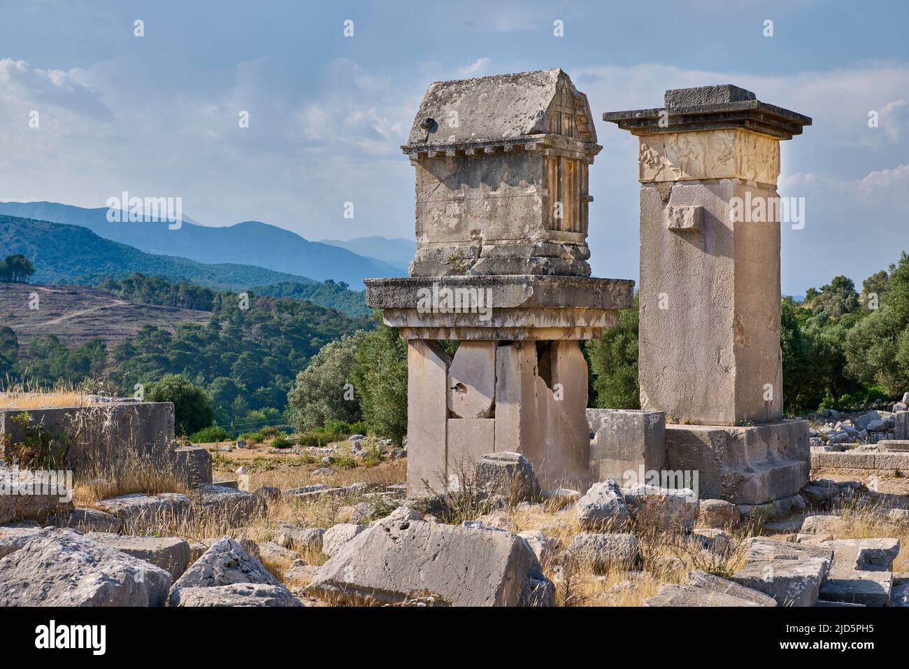 Harpy monument and Lycian tomb in ruins of ancient city Xanthos, Turkey ...