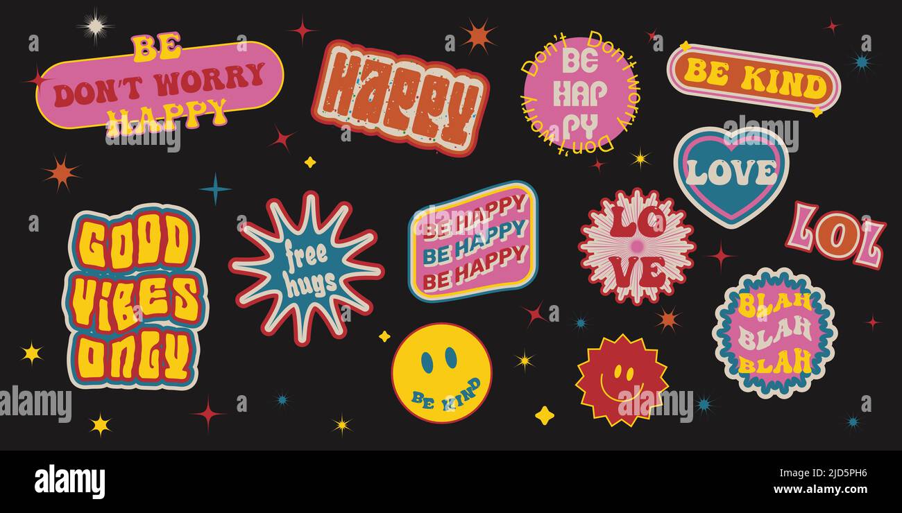 1990s Patches and Stickers. 90s Retro Minimalist abstract badges and ...