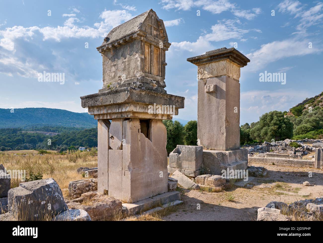 Harpy monument and Lycian tomb in ruins of ancient city Xanthos, Turkey ...