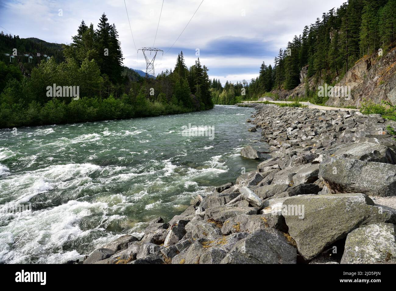 The rough waters of a Lillooet mountain river, British Columbia, Canada ...