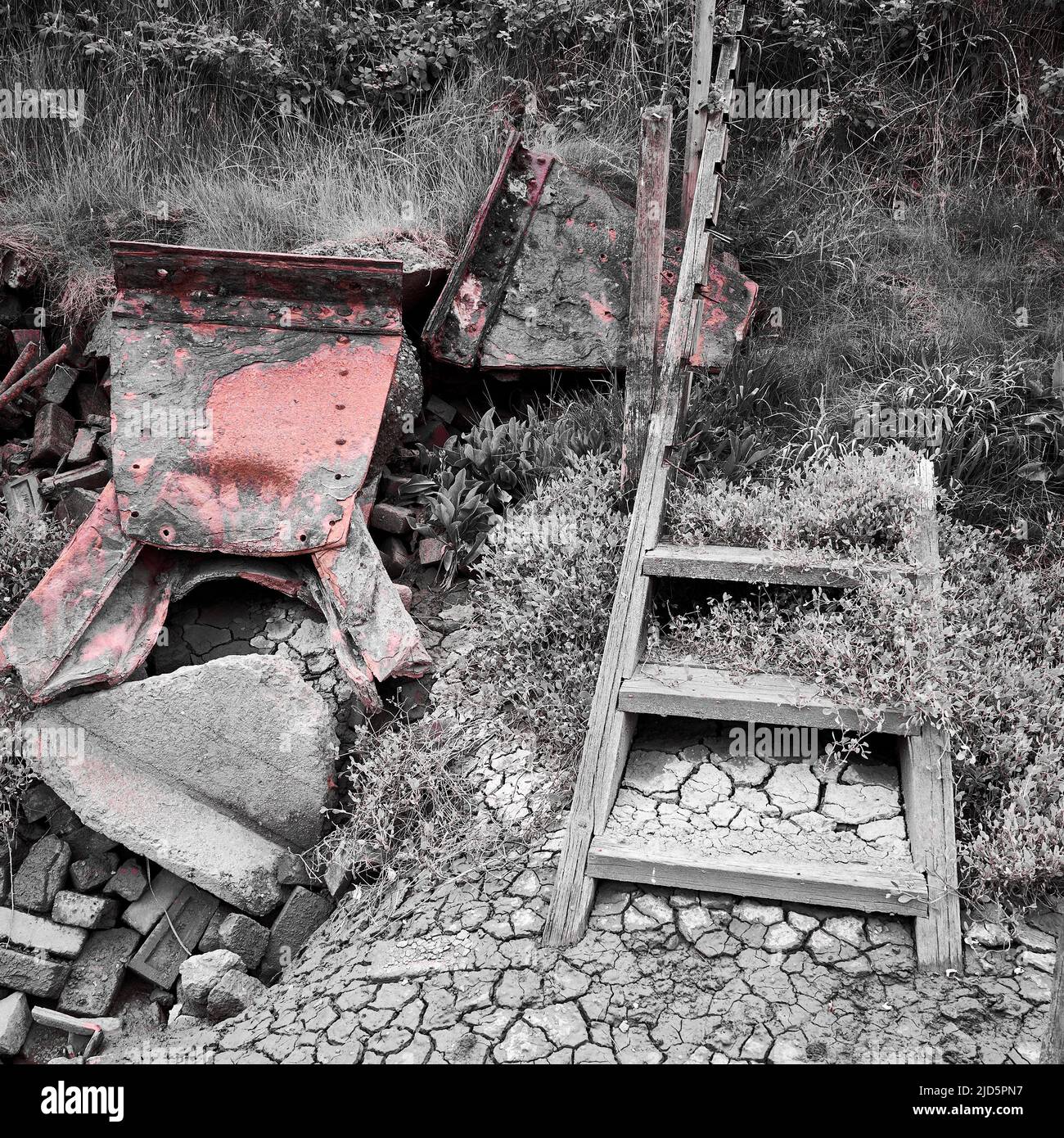 Dumped building material on former industrial site Stock Photo - Alamy