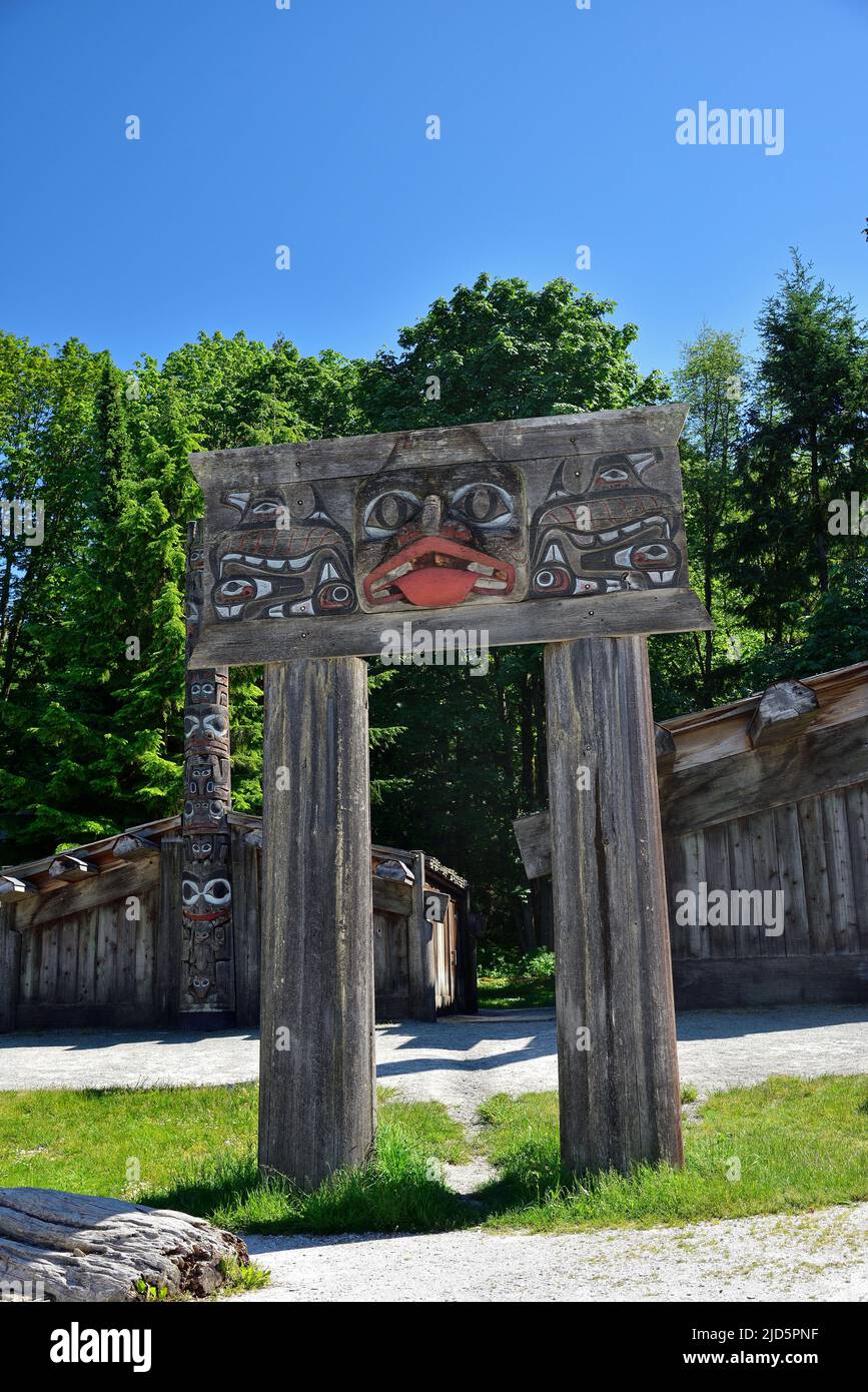 First Nations totem poles and Haida houses in Museum of Anthropology at ...