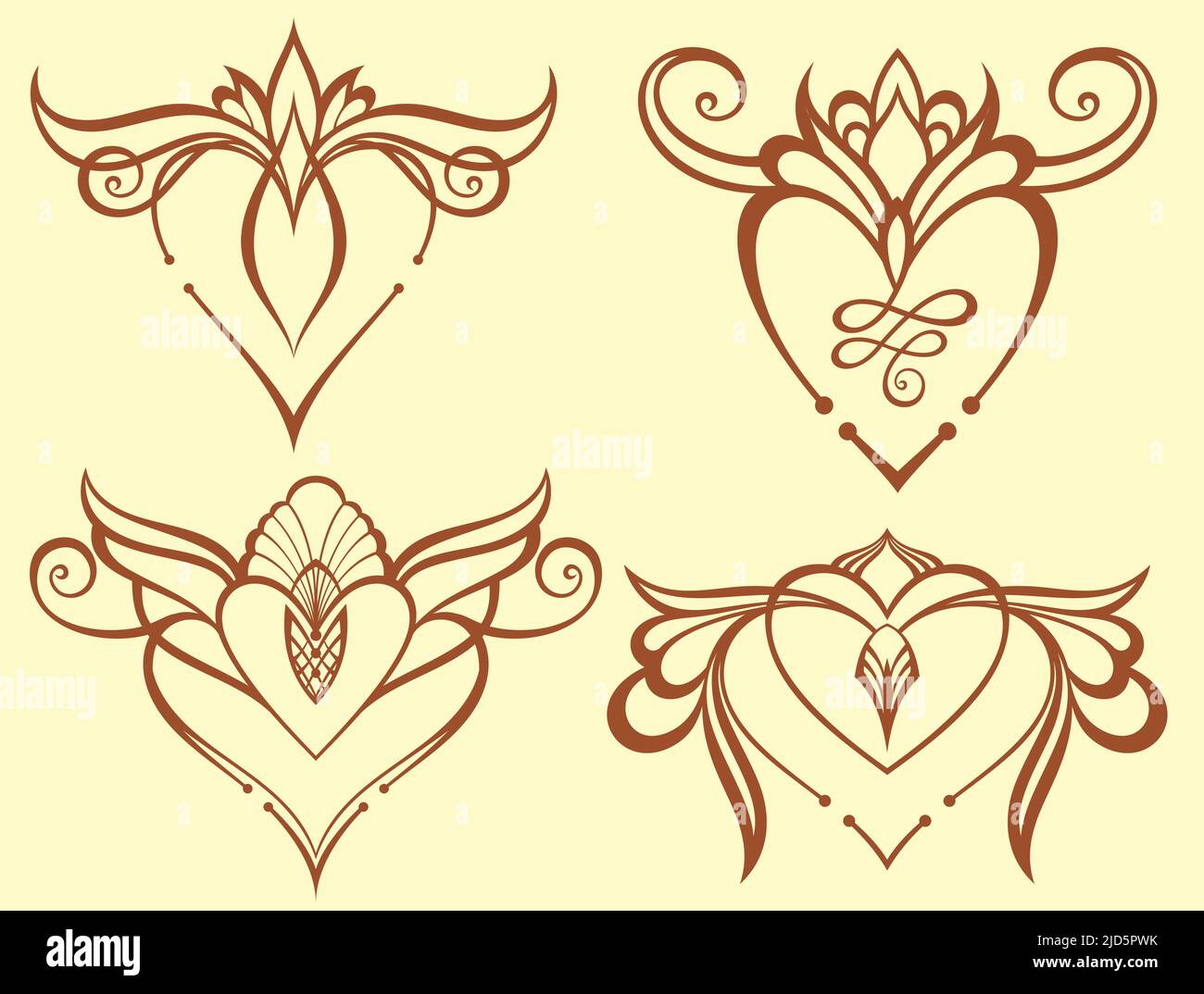 Boho hearts tattoo. Valentine's day hand drawing elements for design ...