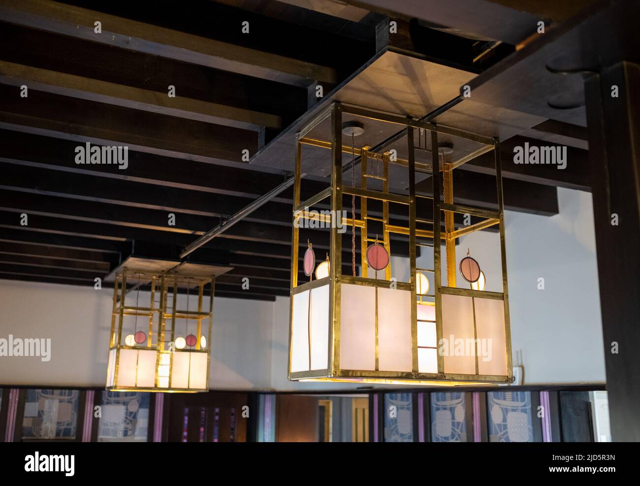 Lighting fixture in the interior of The Hill House, designed in British ...