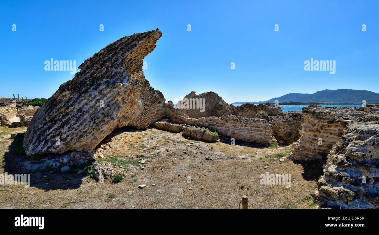 Uncovered excavations near the town of Nora on the island of Sardinia ...