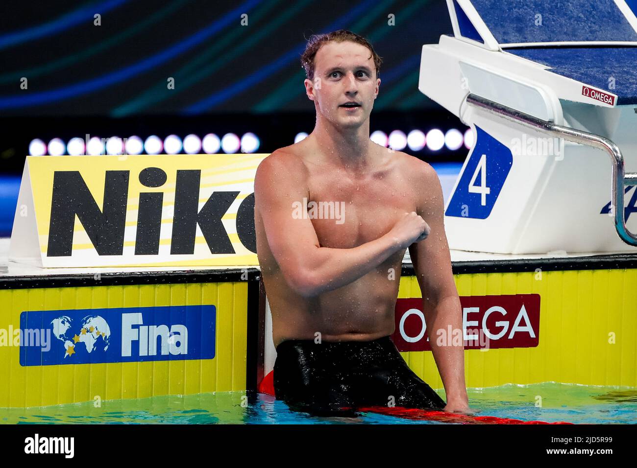 BUDAPEST, HUNGARY - JUNE 18: Elijah Winnington of Australia celebrates ...