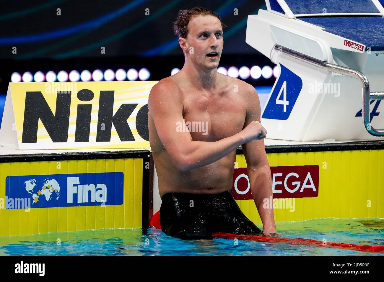BUDAPEST, HUNGARY - JUNE 18: Elijah Winnington of Australia celebrates ...