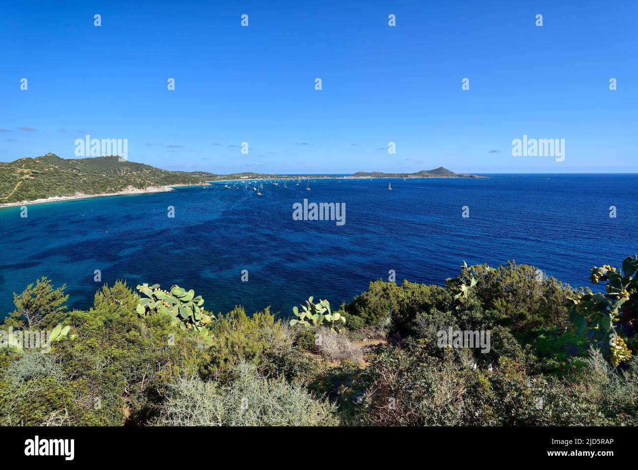 Pure clear azure coast near the Simius Beach near Villasimius, Sardinia ...