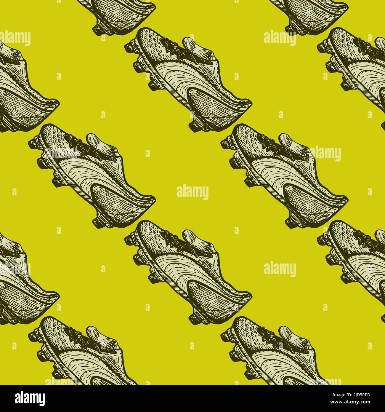 Football boots engraving seamless pattern. Vintage background sport ...