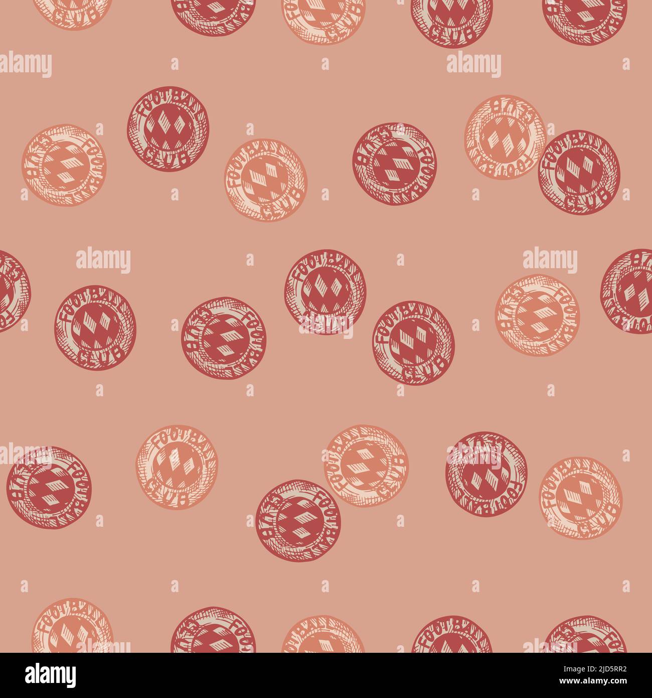 Football emblem engraving seamless pattern. Vintage background sport ...