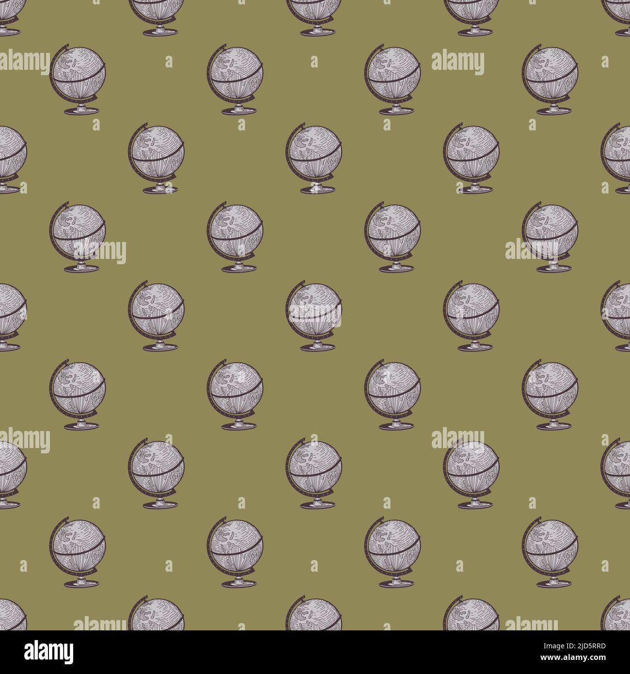 The globe engraved seamless pattern. Vintage background old atlas earth ...