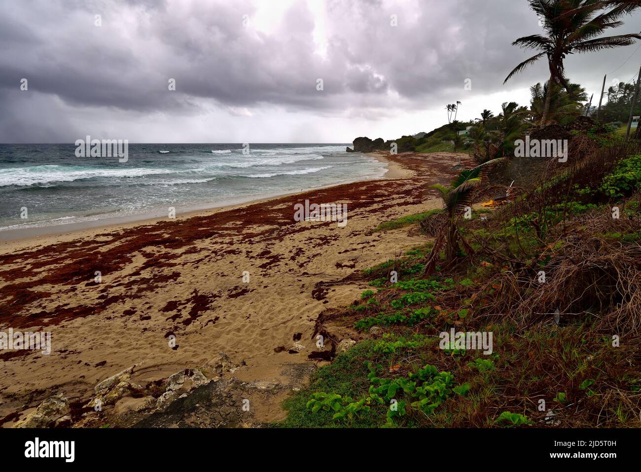 Stormy clouds above the east coast of Barbados, Caribbean islands Stock ...