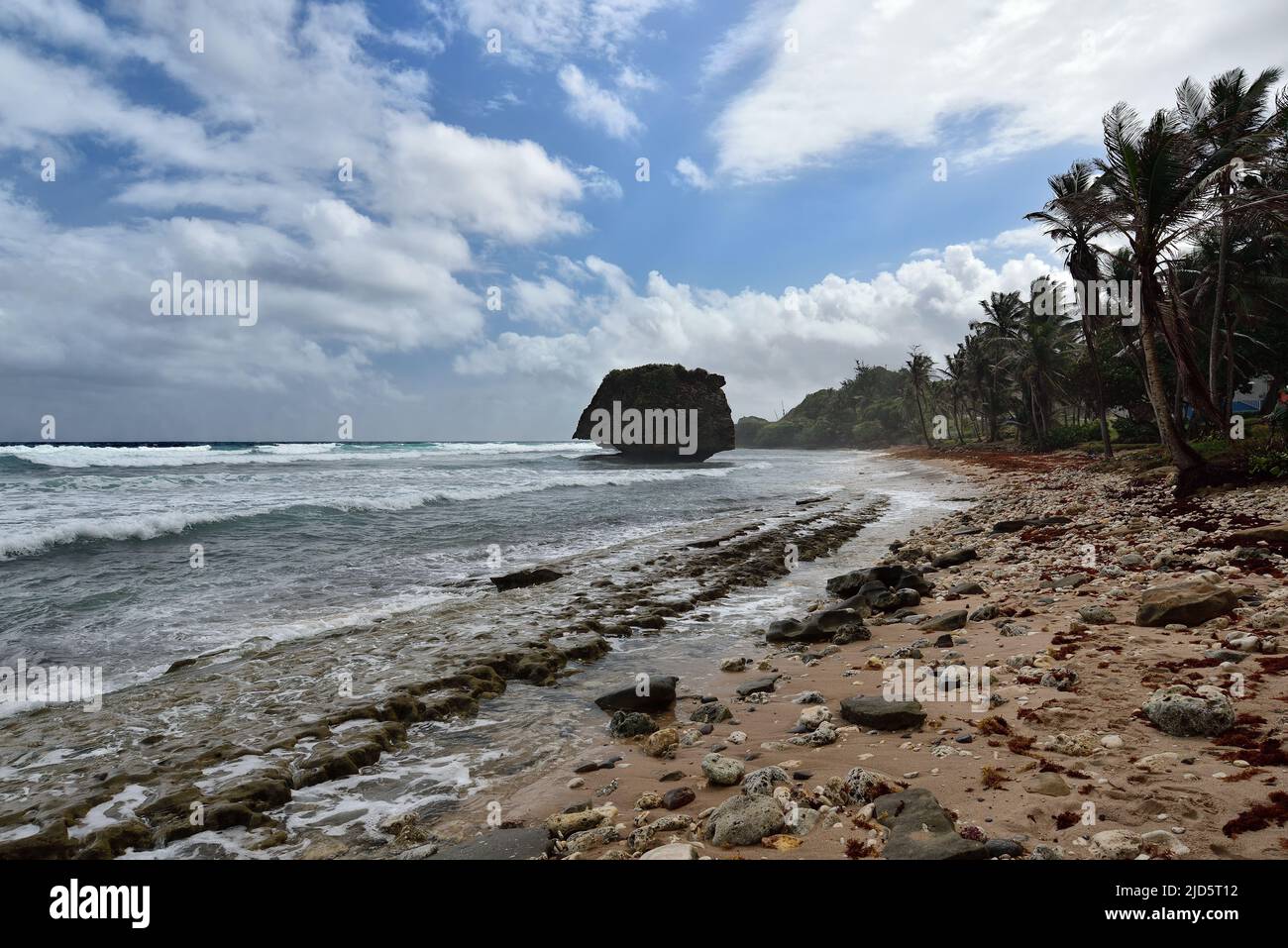 The rocks formation on the beach of Bathsheba, East coast of island ...
