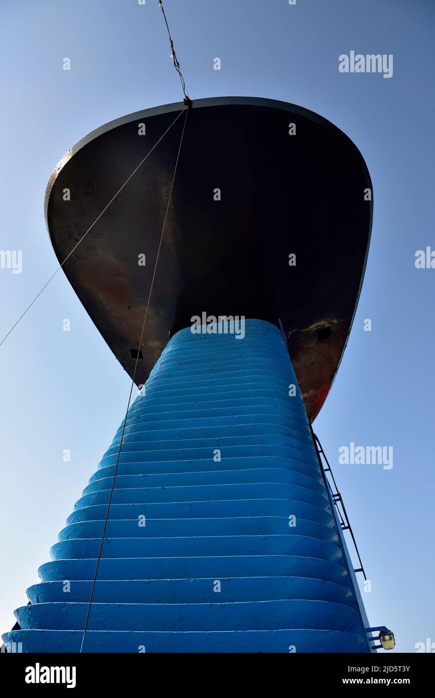 The chimney of ferry ship with blue sky as background Stock Photo - Alamy