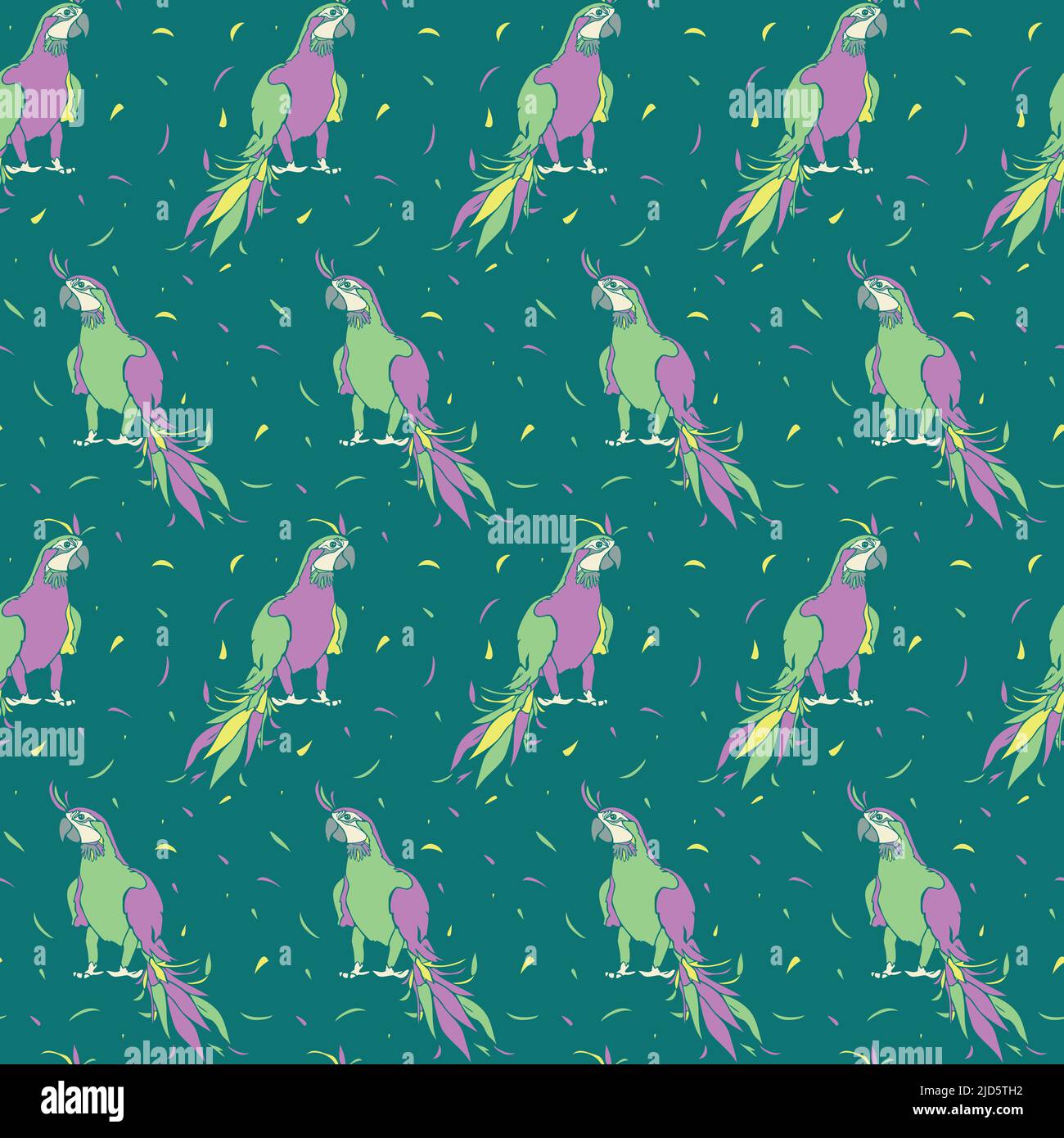 Vector seamless pattern with parrots. Design with ara with colorful ...