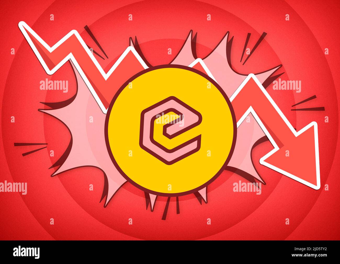 2D rendering cryptocurrency theta coin on colorful background ...