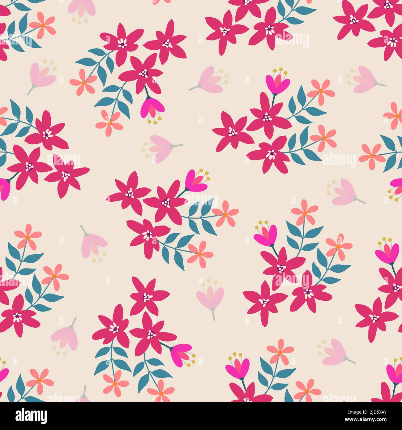 Ornamental trendy vector ditsy floral seamless pattern design. Modern ...