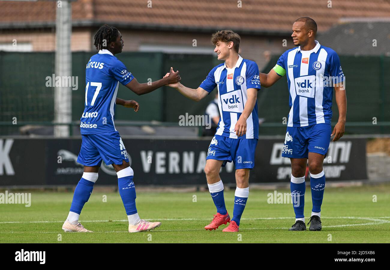 Gent's Robbie Van Hauter celebrates after scoring during a friendly ...
