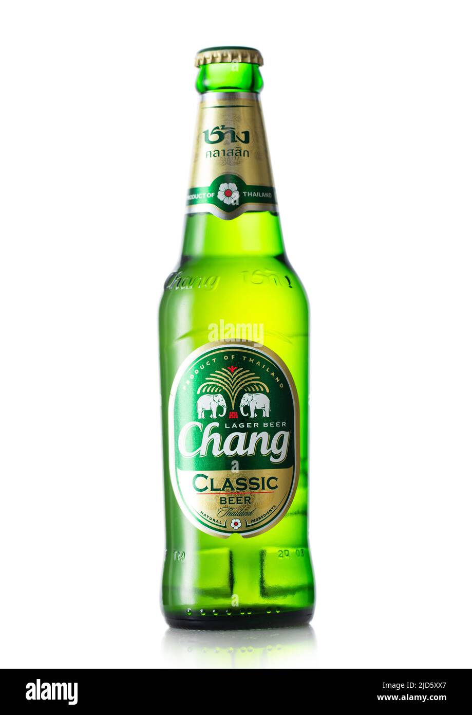 LONDON,UK - MAY 29, 2022: Chang classic lager beer on white. Product of ...