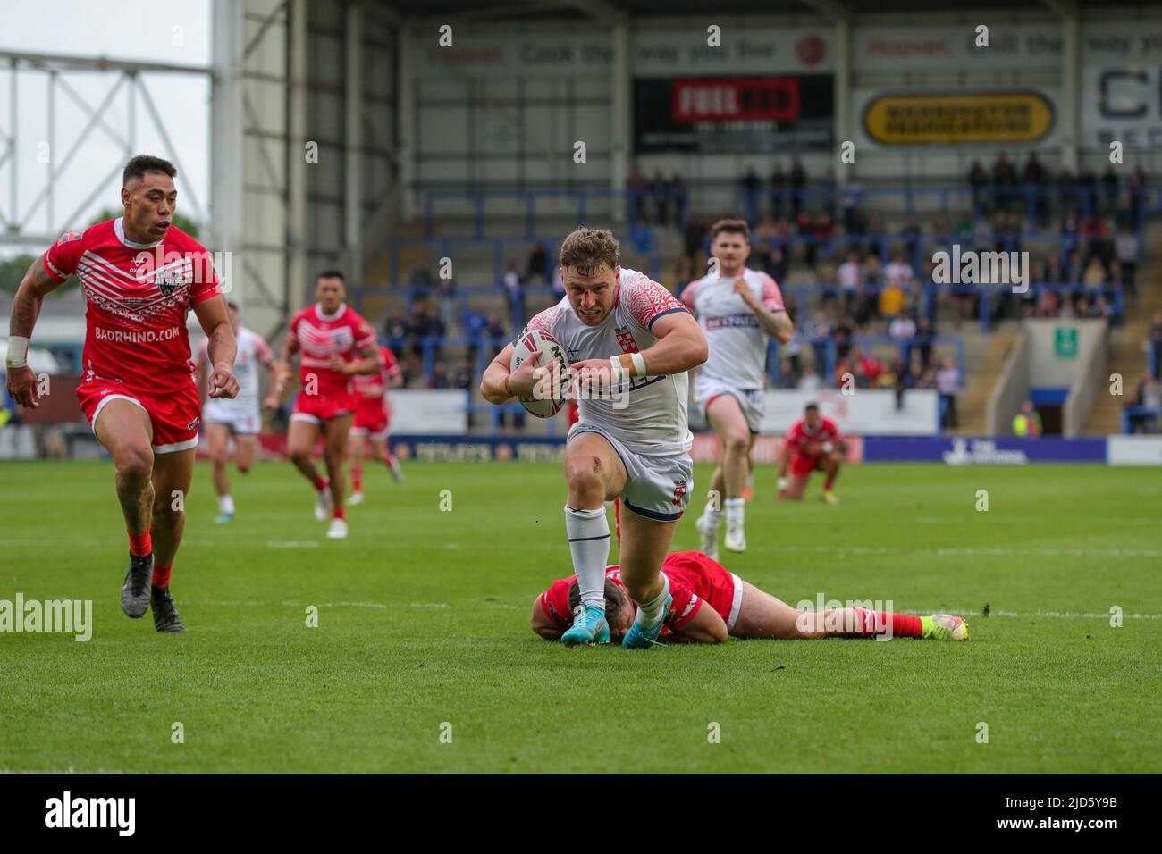 George Williams #7 of the England national rugby league team breaks ...