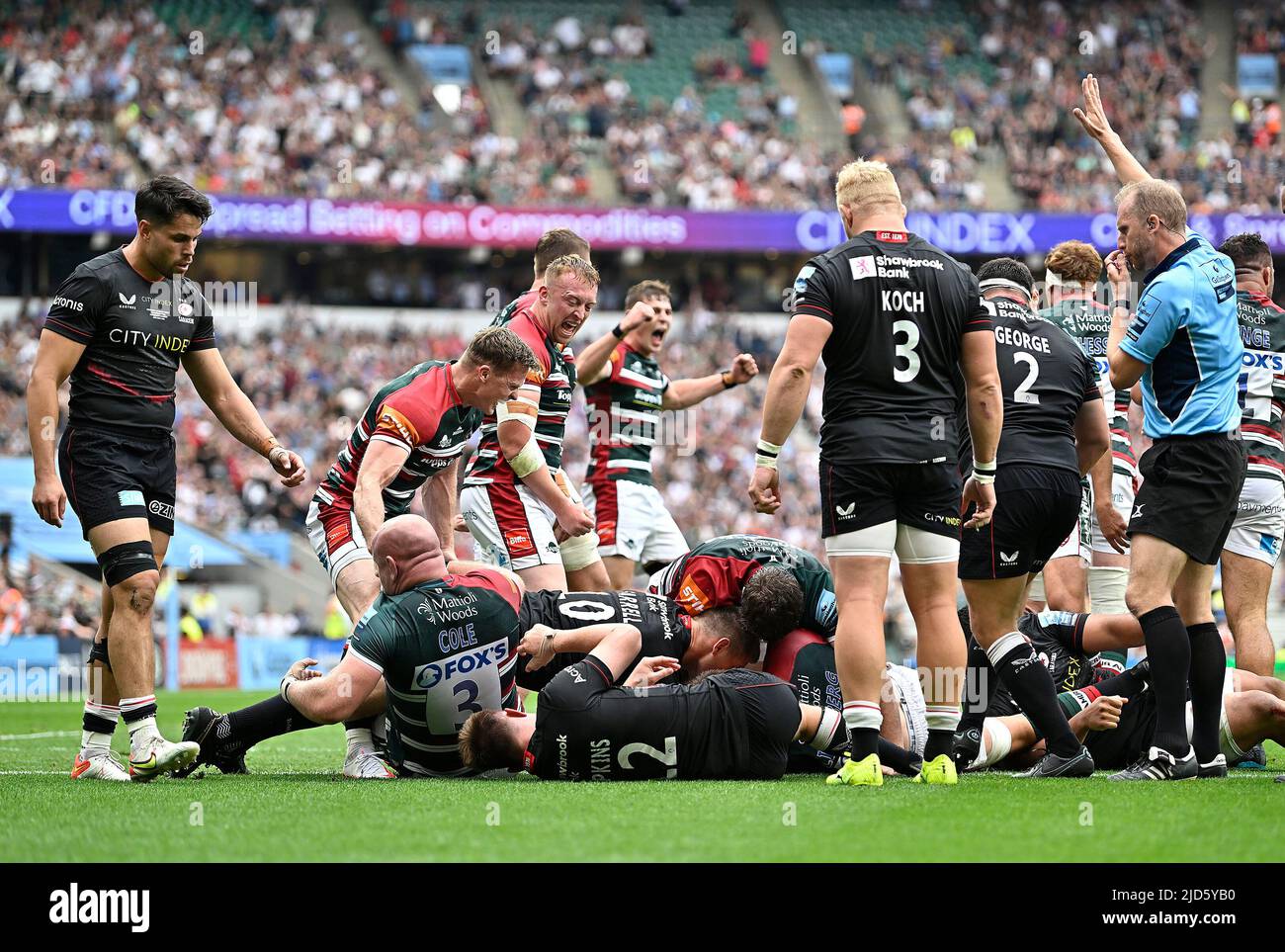 Leicester rugby 2022 try hi-res stock photography and images - Alamy