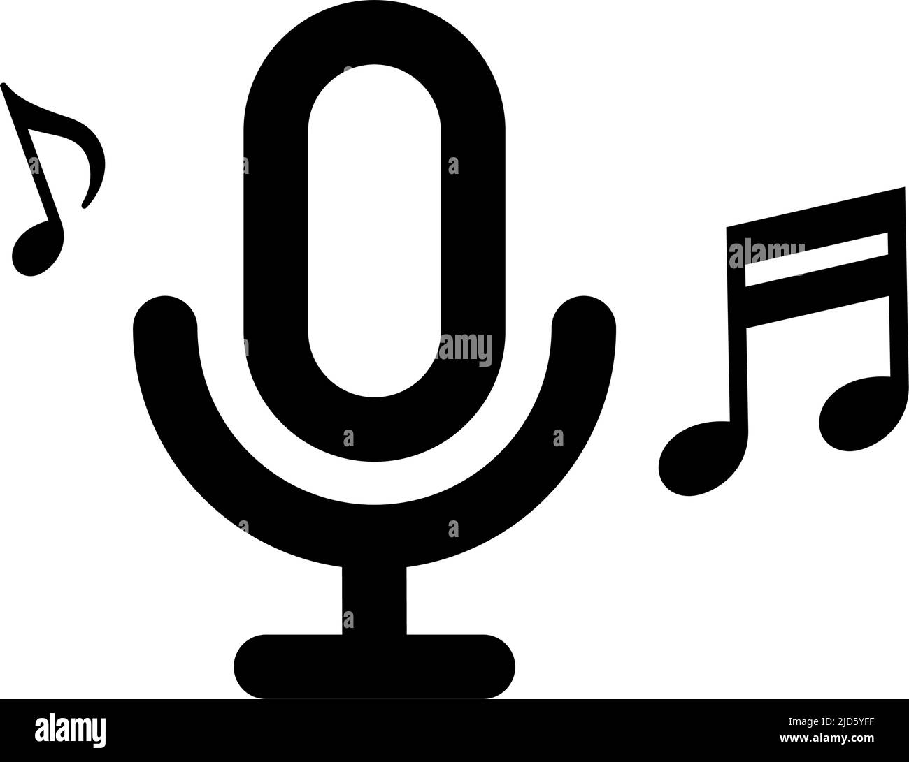 Microphone and music note icons. Fun and performance. Karaoke icon ...