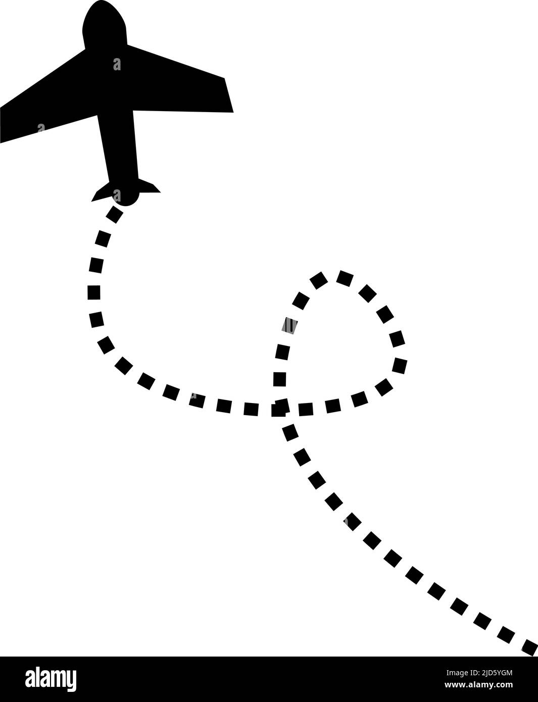 Airplane silhouette and flight route. Aircraft and travel. Editable ...