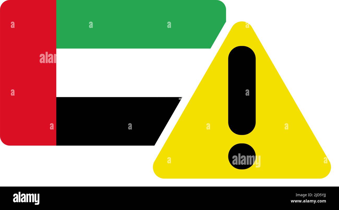 Flag and warning signs of the United Arab Emirates. Dangers and ...